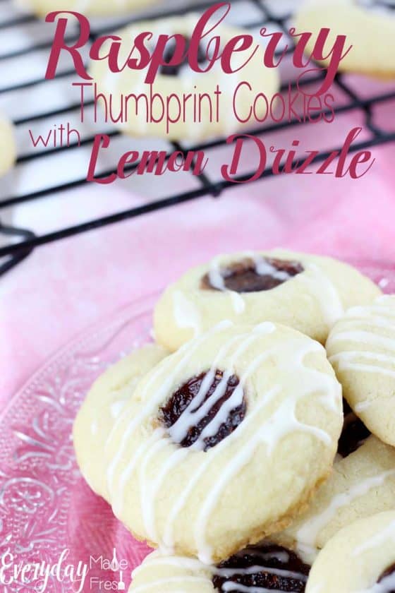 Raspberry Thumbprint Cookies with Lemon Drizzle - Everyday Made Fresh